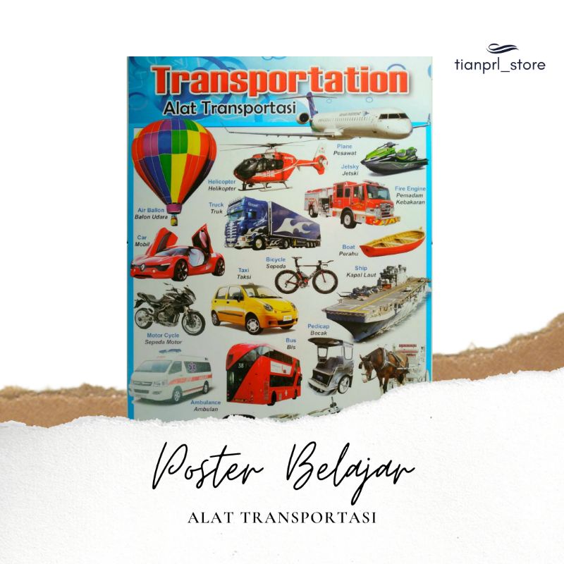 Jual POSTER BELAJAR MENGENAL ALAT TRANSPORTASI | Shopee Indonesia