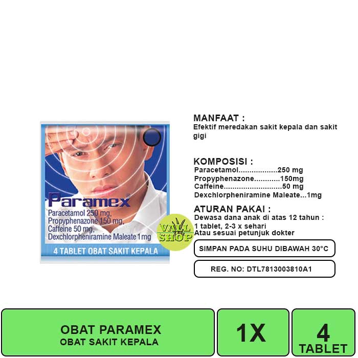 Jual VSHOP. PARAMEX TABLET OBAT FLU DAN BATUK PE 1 STRIP ISI 4 TABLET ...