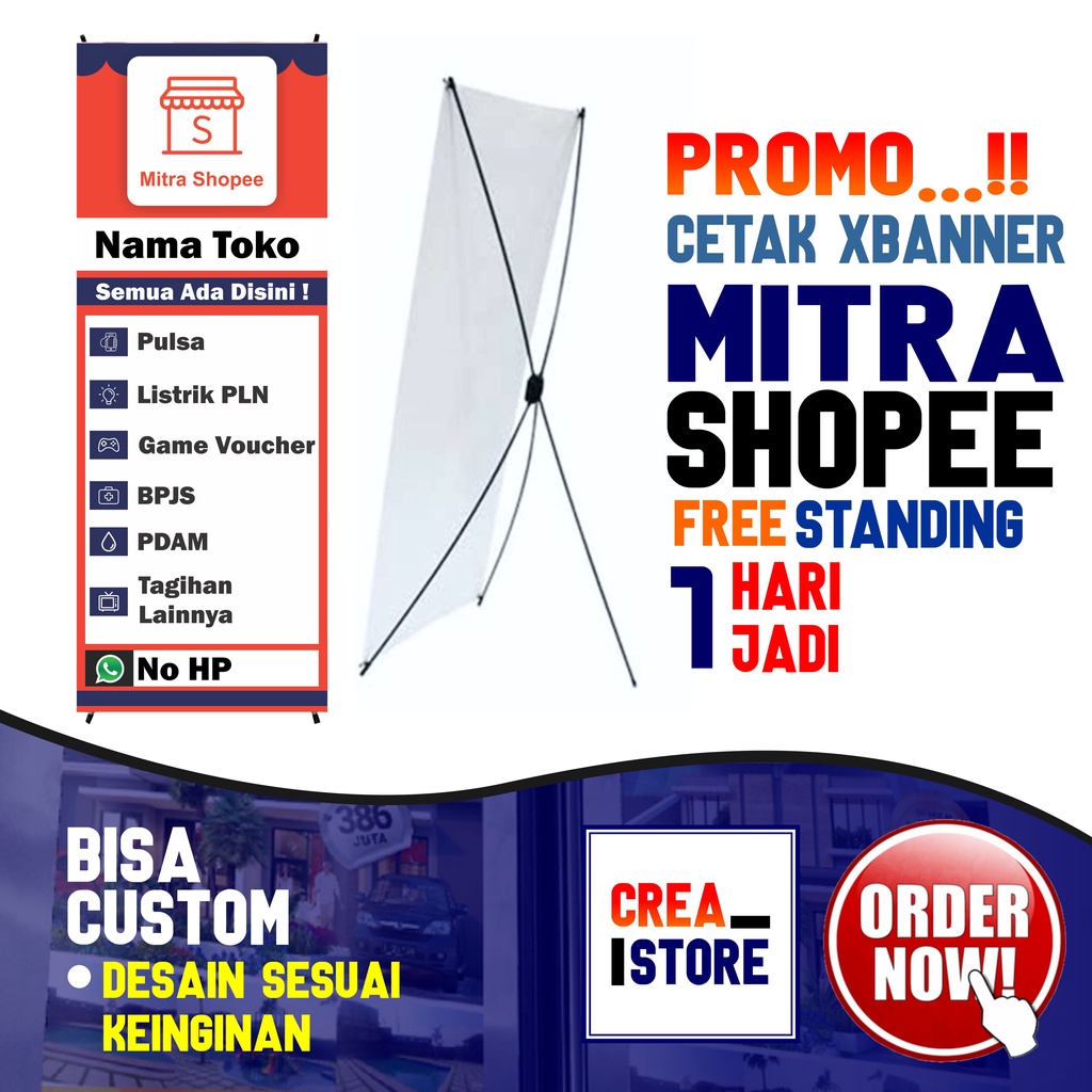 Jual X Banner Mitra Shopee/Spanduk Berdiri Mitra Shopee/Mitra Shopee ...