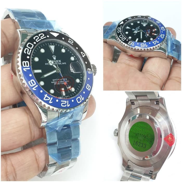 Jual Rolex GMT Master II Silver Dial Black Blue GRADE AA MIYOTA ...