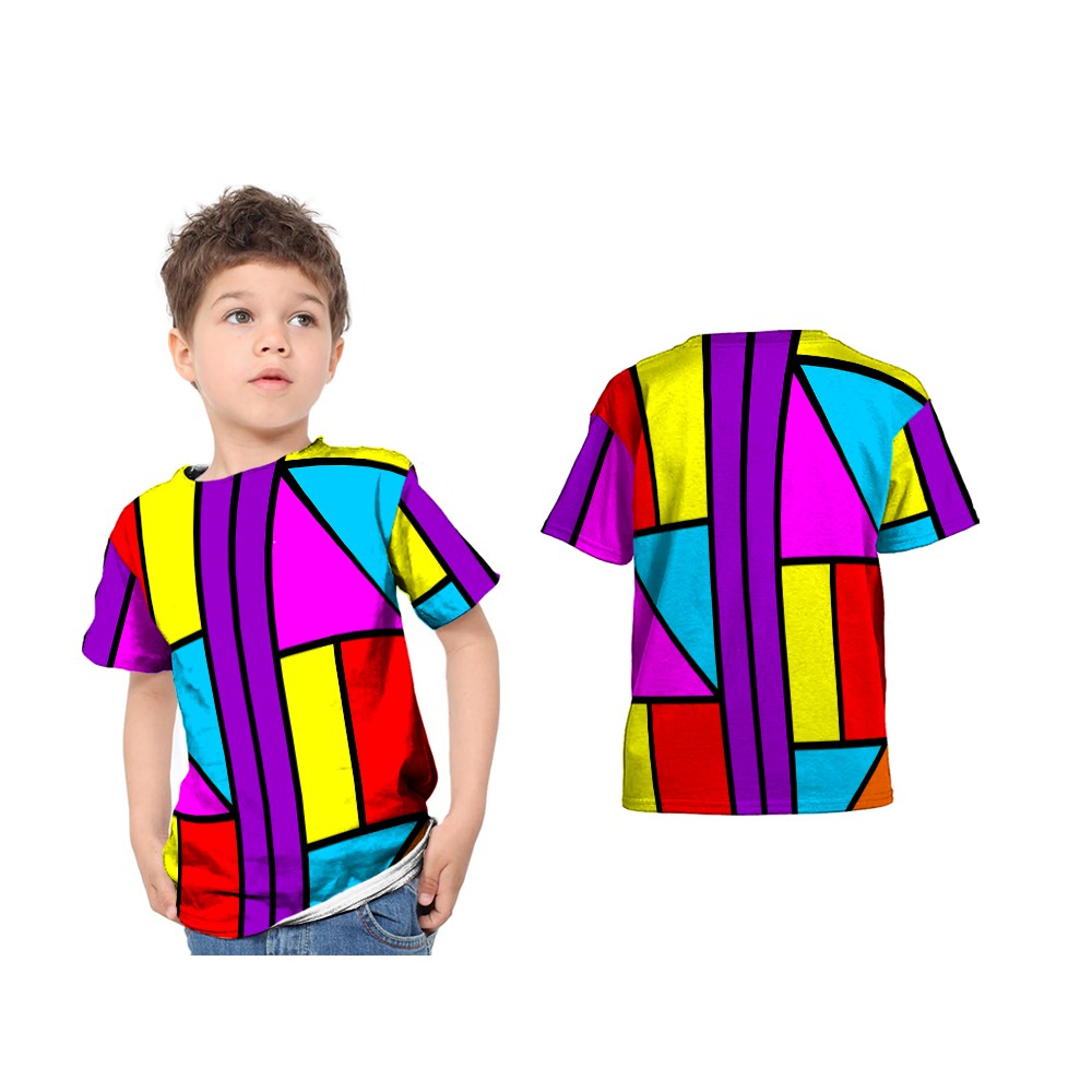 Jual Kaos Baju T-Shirt Anak Retro Color Block Colorful Geometri ...