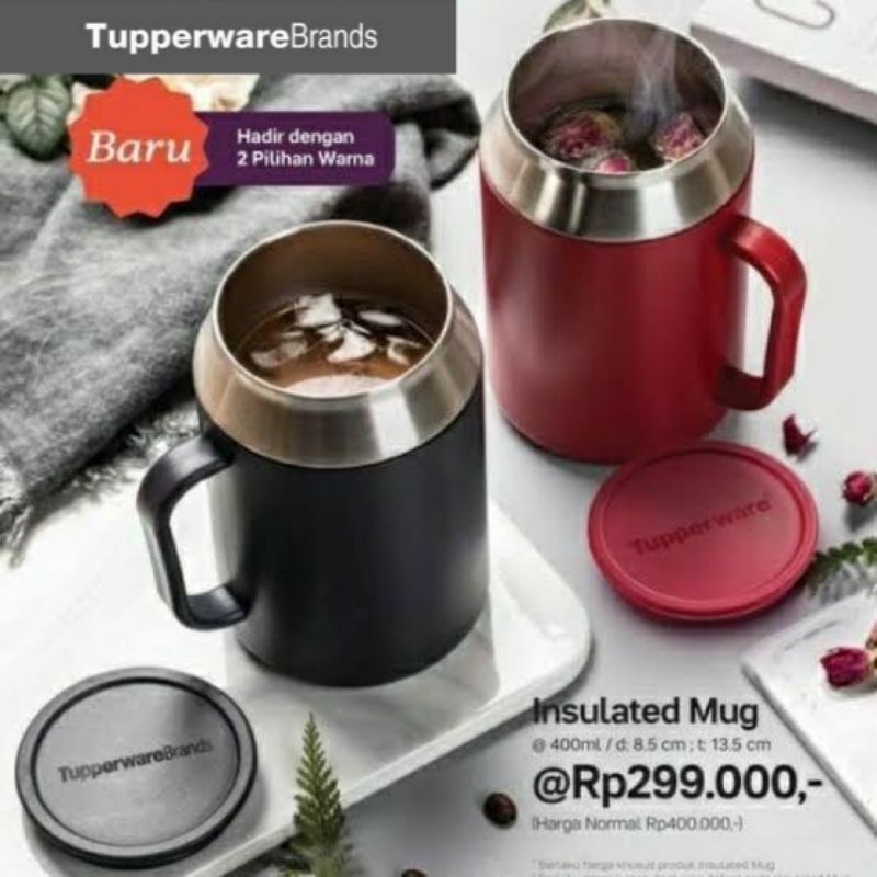 Jual Tupperware Insulated Mug 400 ml // Termos Gelas Kopi Susu Panas ...