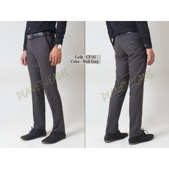 Jual Celana Bahan Kain Kerja Model Slimfit Pria / Formal Cowok CF1-WG | Shopee Indonesia