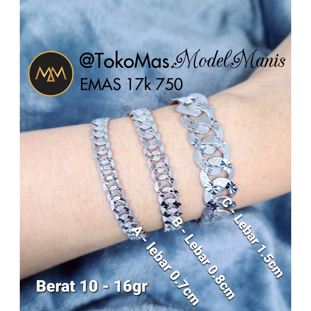 Jual Gelang Sisik Naga emas putih model baru kombinasi Doff pasir 750 ...
