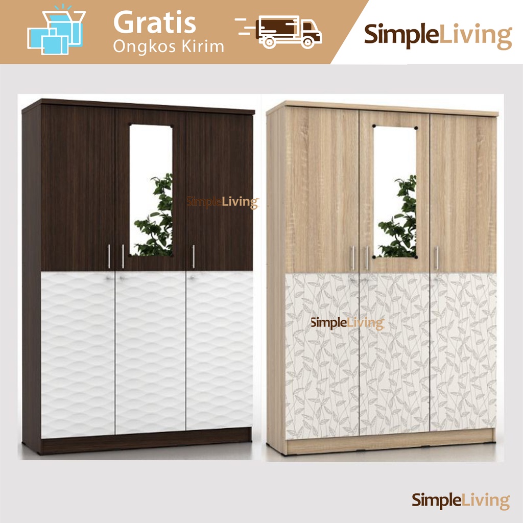 Jual Lemari Pakaian Baju 2 Pintu Kayu Minimalis Cermin Rias Laci - AXEL 3L | Shopee Indonesia