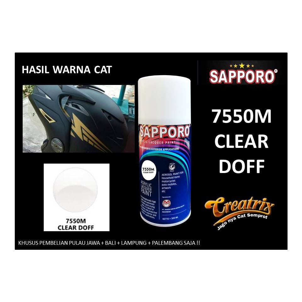 Jual Cat Semprot CLEAR DOFF 7550M Bening Sapporo Spray Pylox Pilox 300 ...