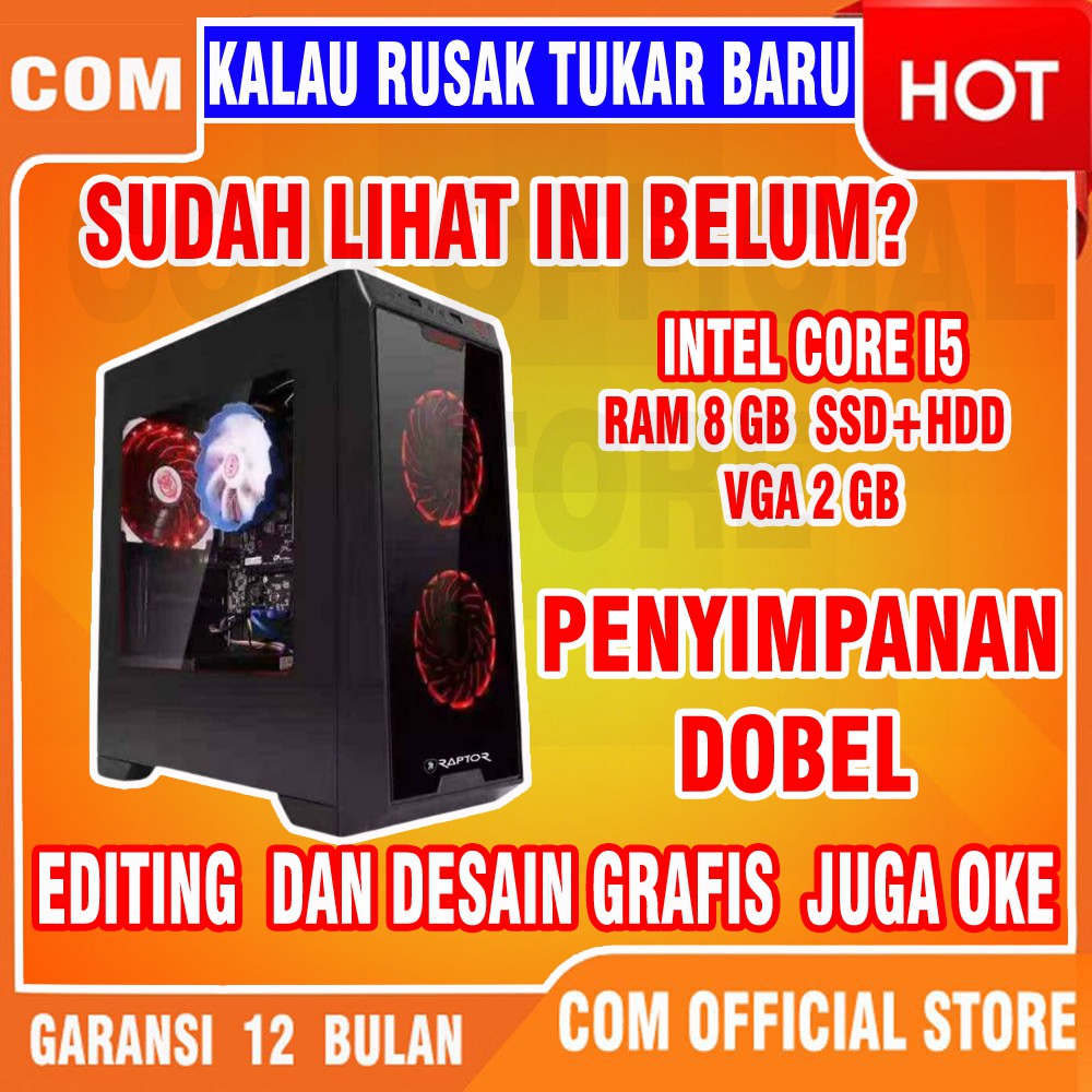 Jual paket CPU PC komputer computer CORE i5 full Set GAMING DESAIN ...
