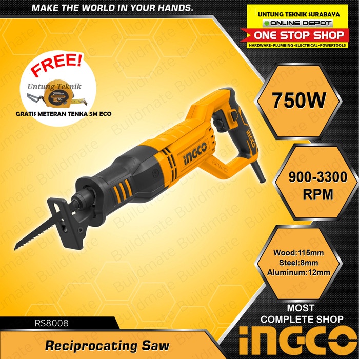 Jual INGCO RS8008 Reciprocating Saw Gergaji Potong Pipa Sabre Saber ...