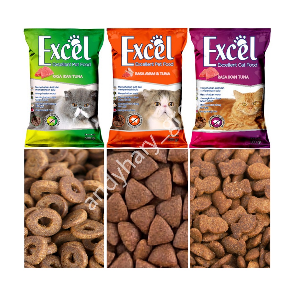 Jual EXCEL Pet Food 500 gram Dry Cat Food Makanan Kering untuk Kucing ...