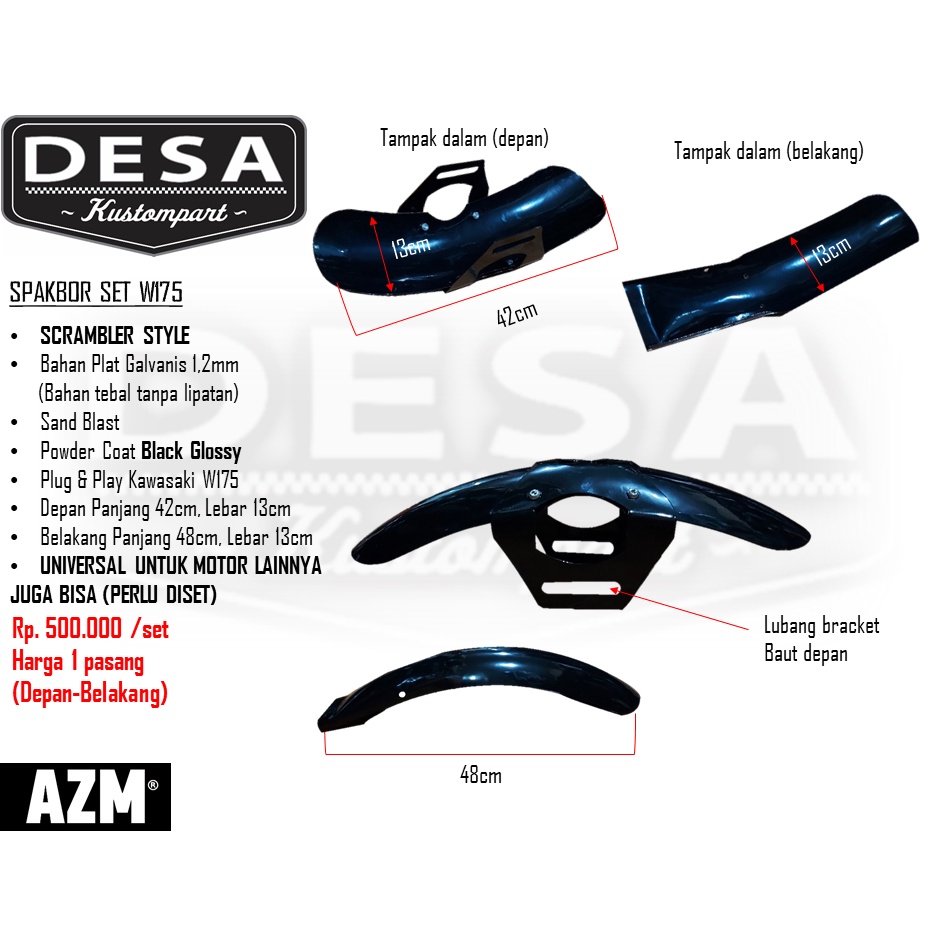 Jual Spakbor Custom Kawasaki W175 Hitam | Shopee Indonesia
