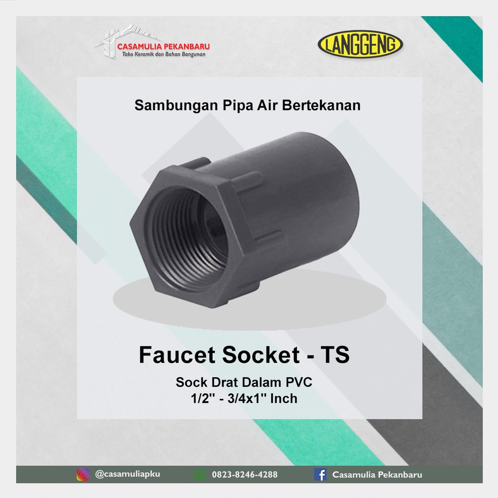 Jual SDD Faucet Socket 1/2 x 1" Sok Drat Dalam TS AW Fitting PVC | Shopee Indonesia