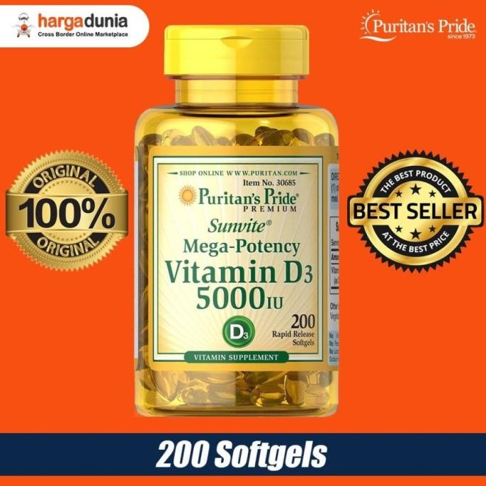Jual [COD] Puritan Pride Vitamin D3 125 mcg (5000 IU), 100 Softgels | Shopee Indonesia