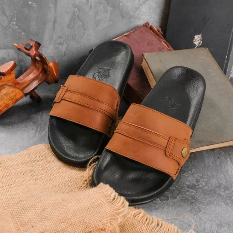 Jual Sendal slide kulit asli.Sendal masa kini keren kulit asli | Shopee ...