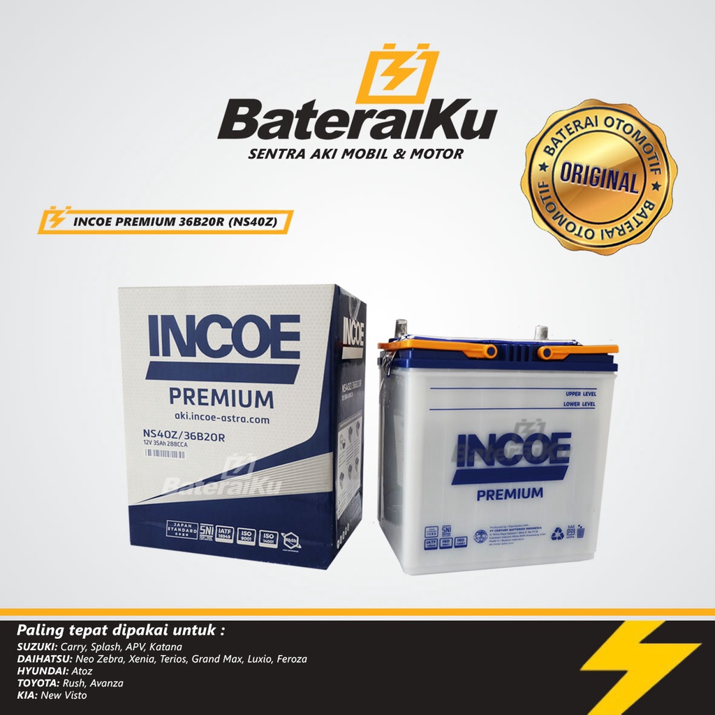 Jual Aki Mobil Incoe Premium NS40Z Aki Basah Aki Mobil Avanza, Rush, Apv, Xenia, Veloz, Grand ...