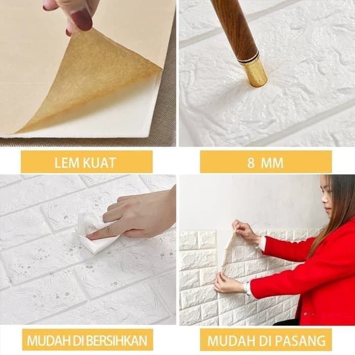 Jual Nila Collection || Wallpaper 3D Brickfoam Bata Putih/Wallpaper 3D ...