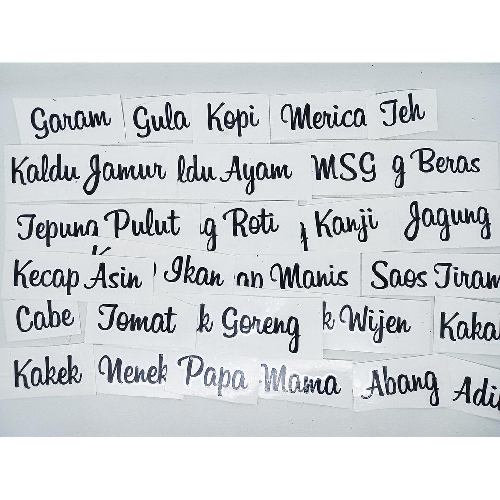 Jual Sticker Cutting Vinyl Tempelan Penanda Label Botol Wadah Bumbu ...