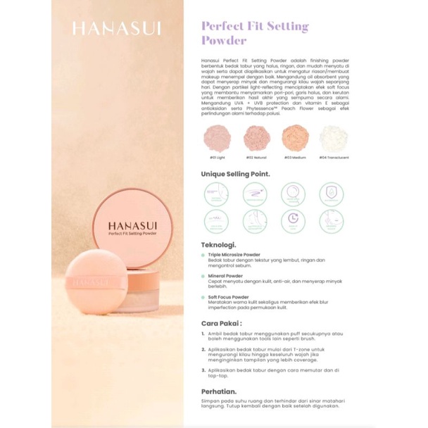 Jual HANASUI PERFECT FIT SETTING POWDER ORIGINAL | Shopee Indonesia