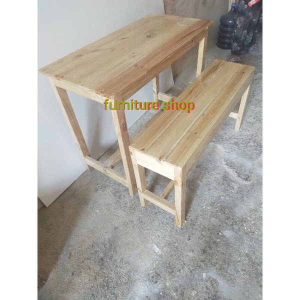 Jual meja makan meja cafe set 1 kursi panjang bahan kayu jati Belanda | Shopee Indonesia