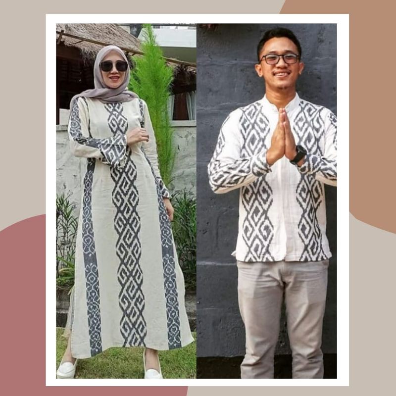 Jual [ READY ] Set couple tenun - gamis tenun - gamis etnik - gamis ...