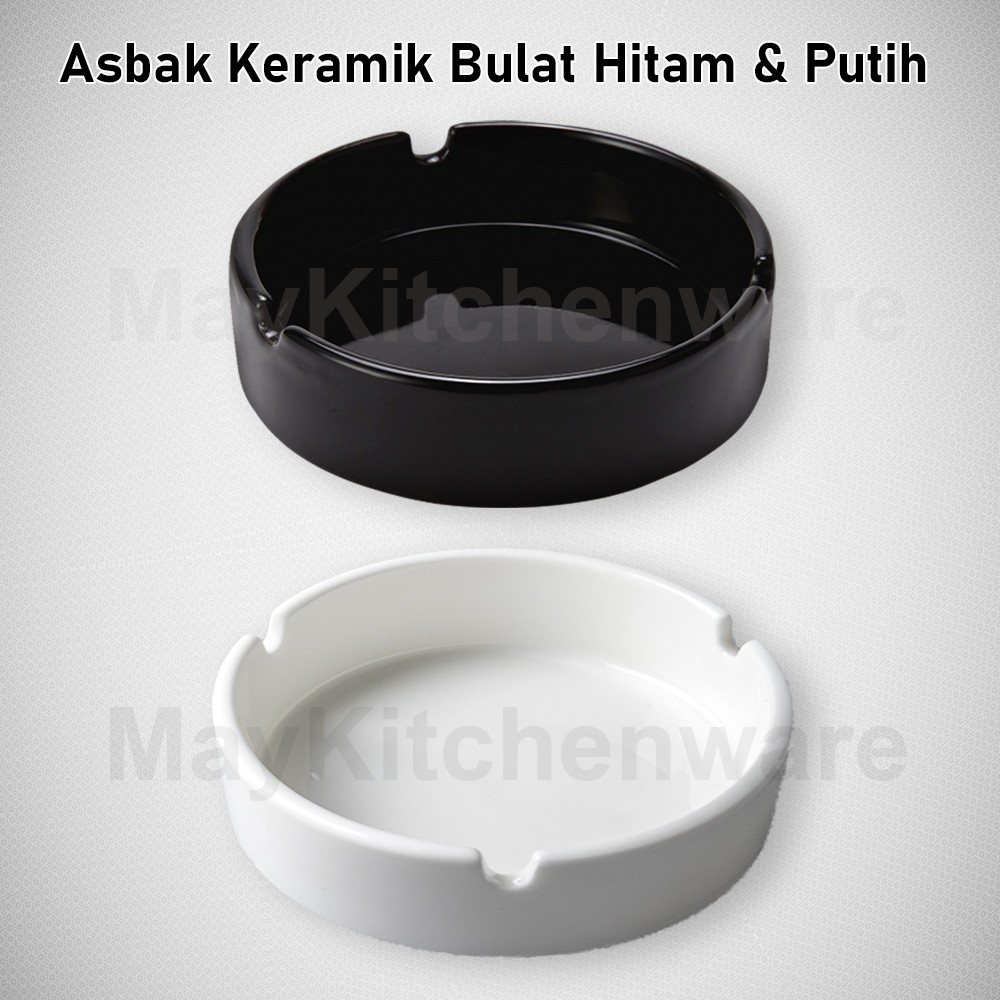 Jual Asbak Rokok Bulat Unik Keramik Tebal Polos Premium Putih Hitam ...