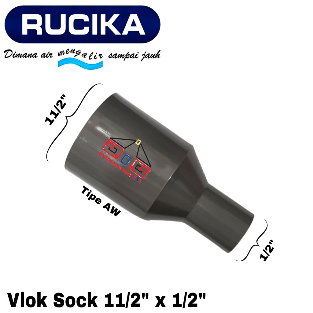 Jual VLOK SOCK 11/2" x 1/2" Tipe AW Rucika - SOCK PVC - SOCK PIPA - SOK ...
