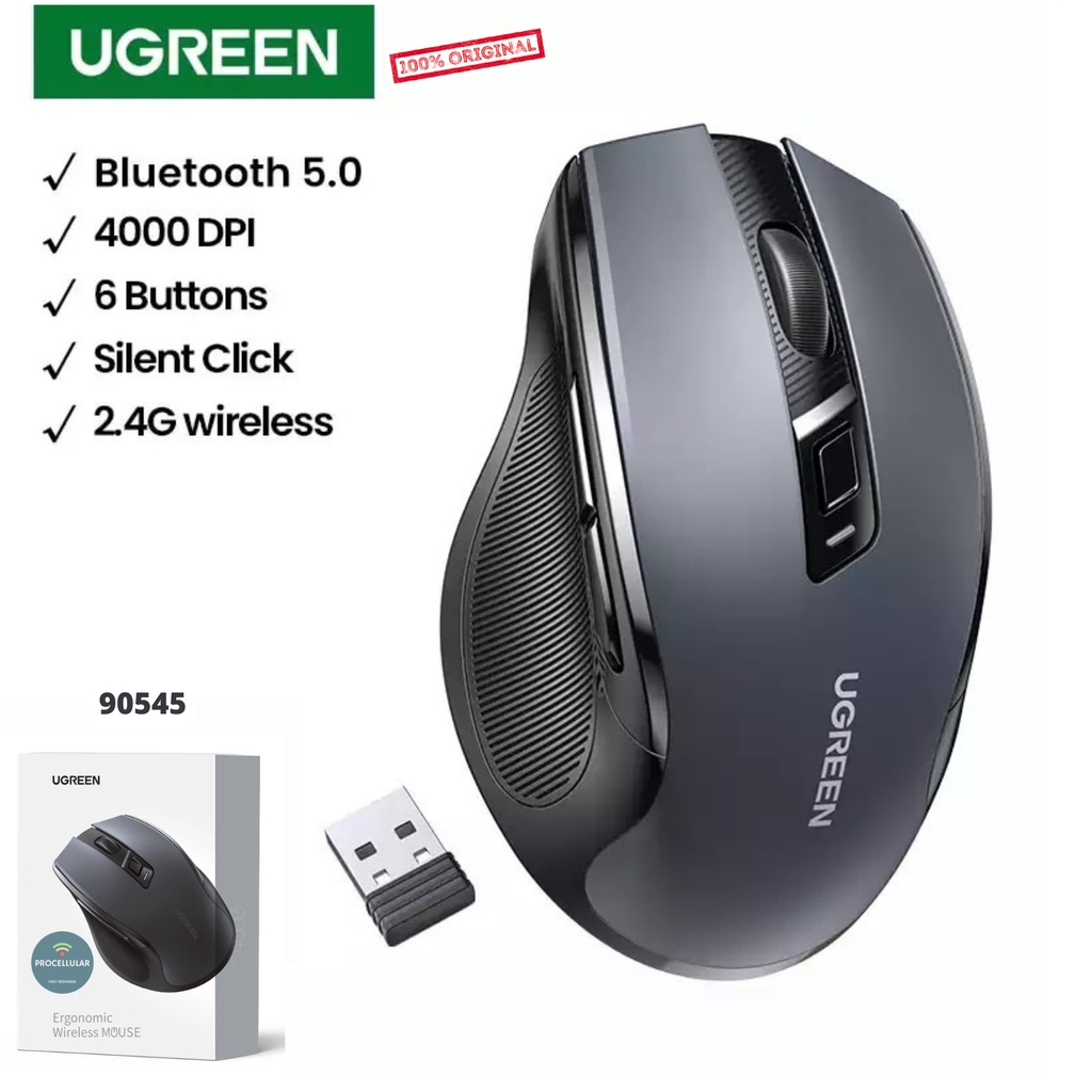 Jual Ugreen Ergonomic Mouse Wireless Silent Click 2.4G 4000 DPI 15M ...