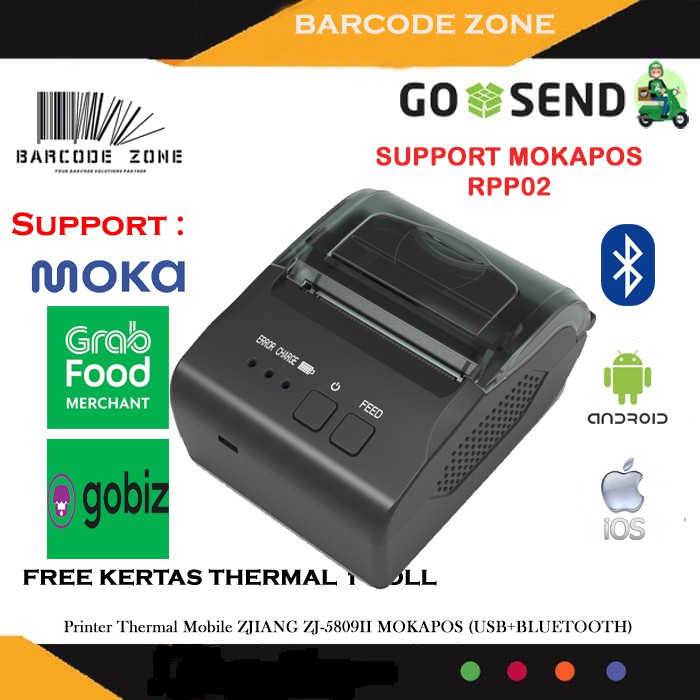 Jual MINI PRINTER BLUETOOTH THERMAL ZJIANG ZJ-5809 PRO / ZJ-5802 PPOB/KASIR PRINTER STRUK RESI ...