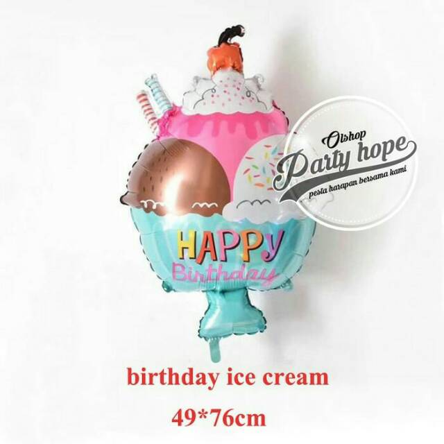 Jual Balon foil ICE CREAM mangkok jumbo / balon kue HBD / balon foil ...
