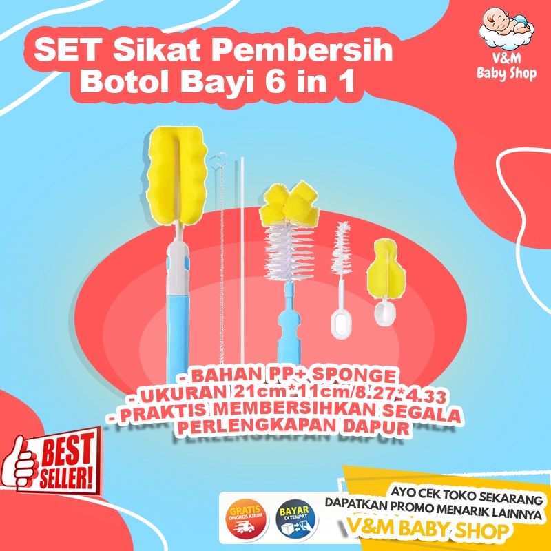 Jual VnM077 | SET Sikat Pembersih Botol Bayi 6 in 1 / Baby Bottle Brush ...