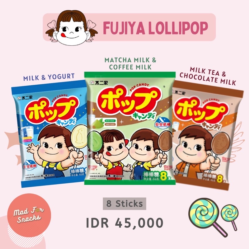 Jual Fujiya Lollipop (Original Fruit Candy, Milk Tea & Chocolate Milk ...