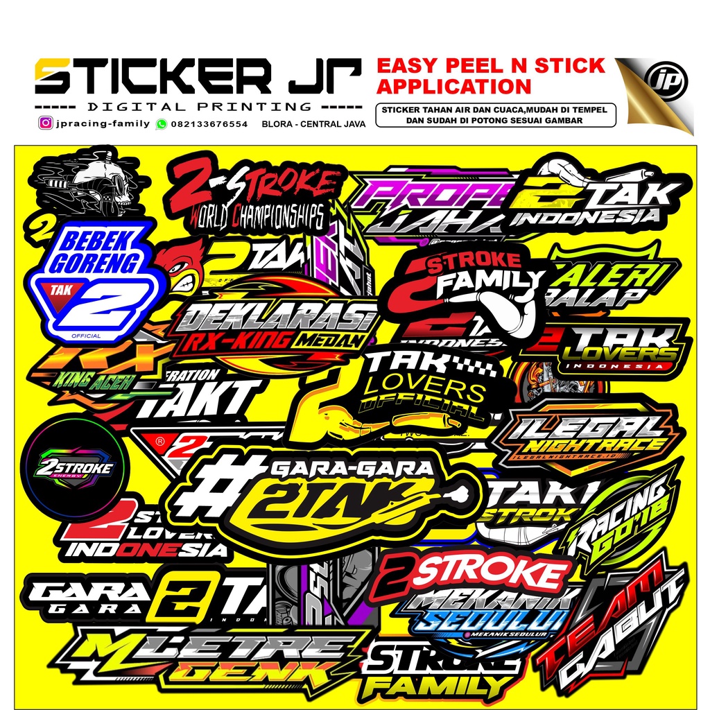 Jual STICKER 2 TAK 2 STROKE STICKER TWO STROKE sticker rx king Fiz r ...