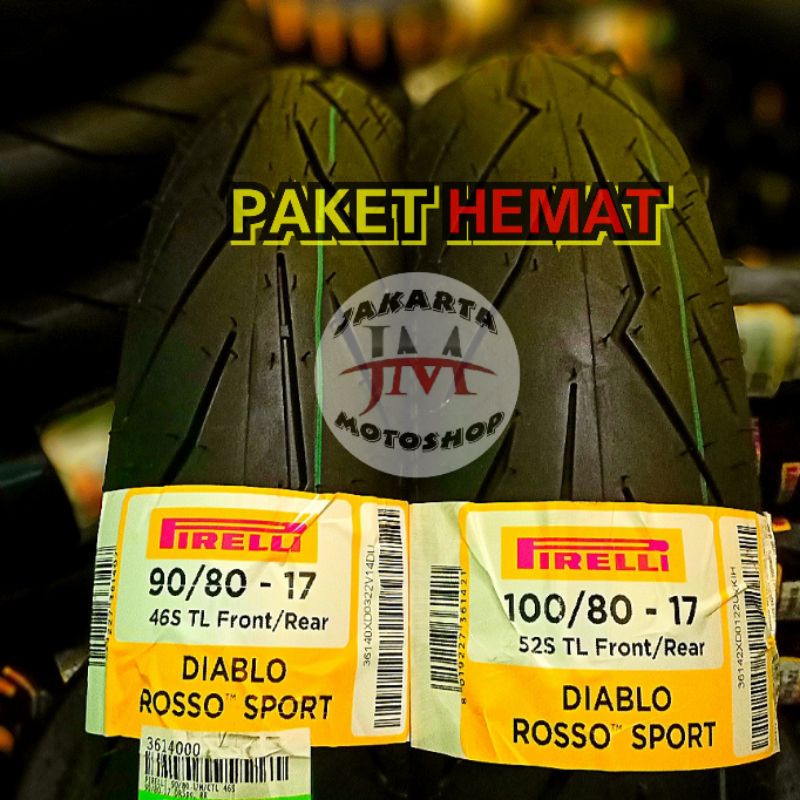 Jual PAKET Ban 90/80-17 & 100/80-17 PIRELLI Diablo Rosso Sport [Medium ...