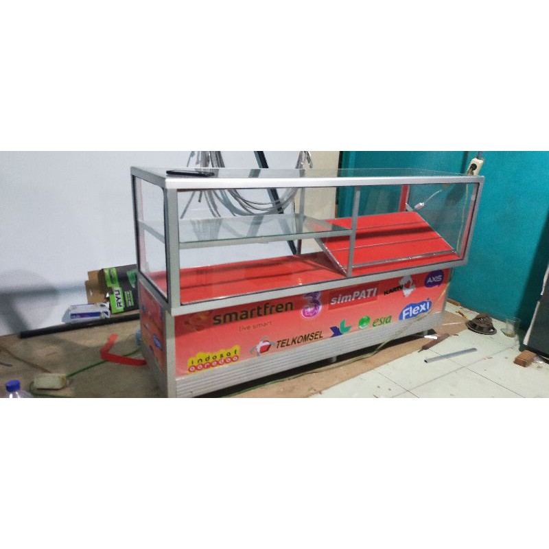 Jual rak konter pulsa / etalase counter pulsa elektrik aluminium ...