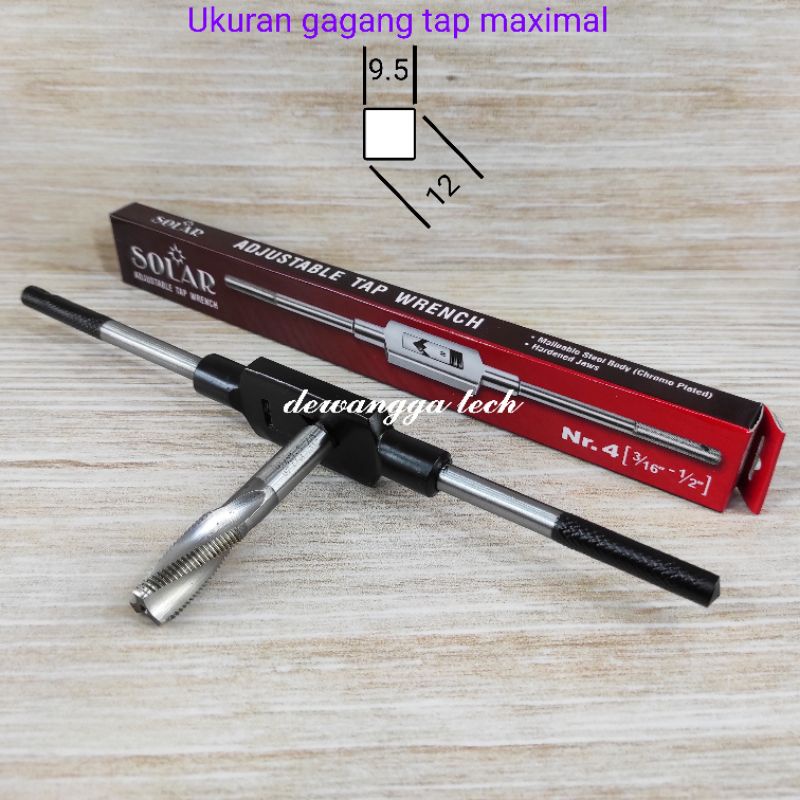 Jual SOLAR No 4 Stang tap manual full besi gagang taping wrench taps tangkai kunci pegangan ...