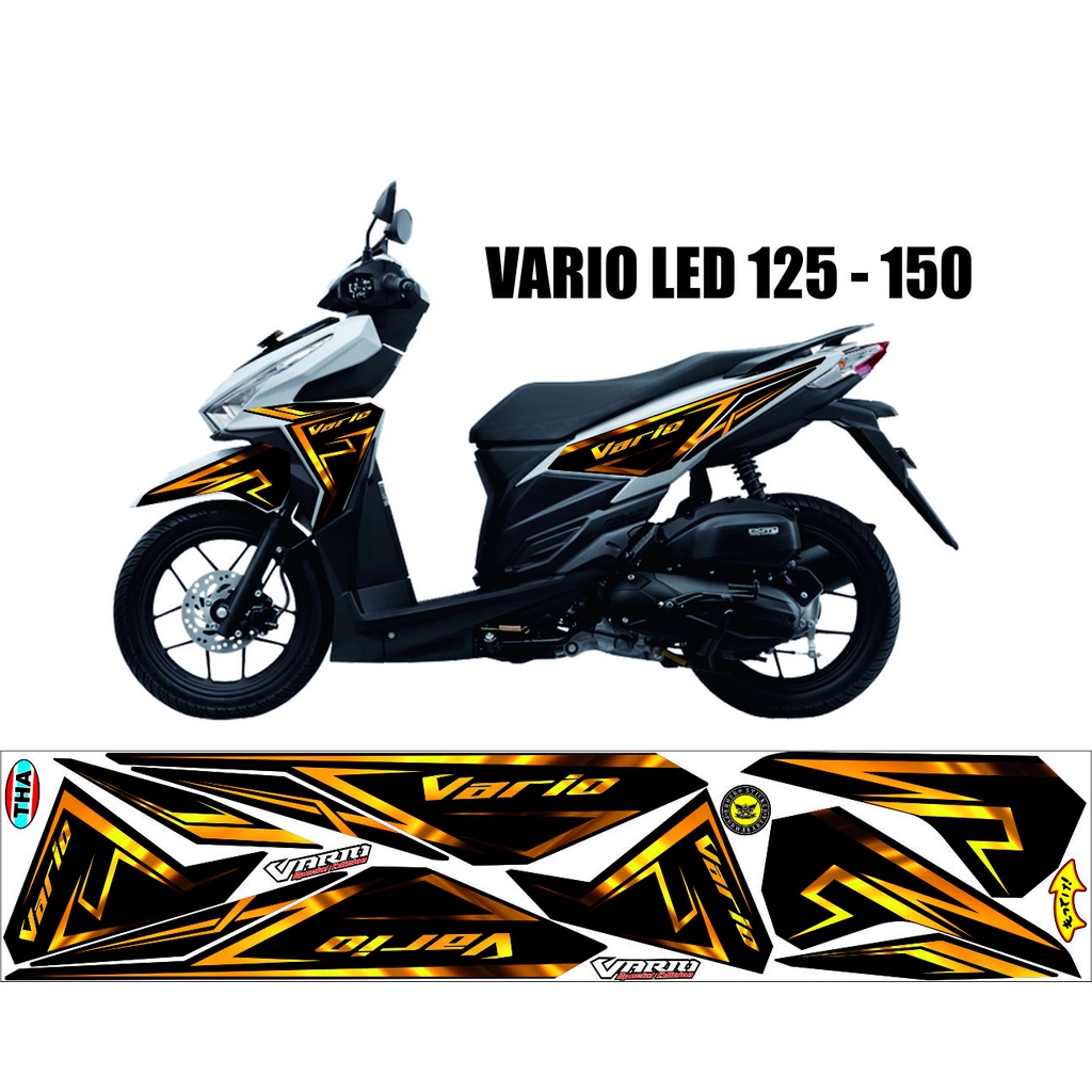 Jual STIKER COD STRIPING VARIASI HONDA VARIO 125 & 150 LED TAHUN 2015 2016 2017 HITAM GOLD ...