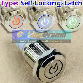 Jual Stainless Push Button Self Locking Lampu Simbol Power Metal Switch ...