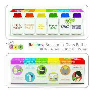 Jual PROMO Baby Pax Rainbow Bottle / Botol Asi Kaca Babypax Rainbow isi 6 x 150ml | Shopee Indonesia