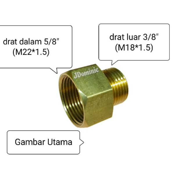 Jual adafter adaftor adapter adaptor drat dalam 5/8" inchi - ulir luar ...
