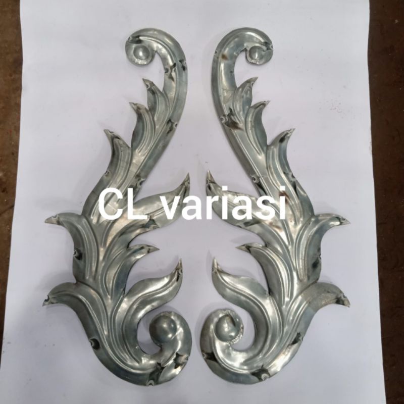 Jual daun panjang plat besi 60x23cm ornamen pagar besi tampilan 2muka ...