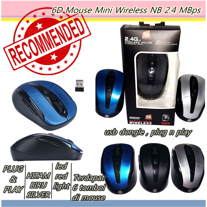 Jual WIRELESS MOUSE 6D 2.4GHZ NANO RECEIVER BATTERY A3 | Shopee Indonesia