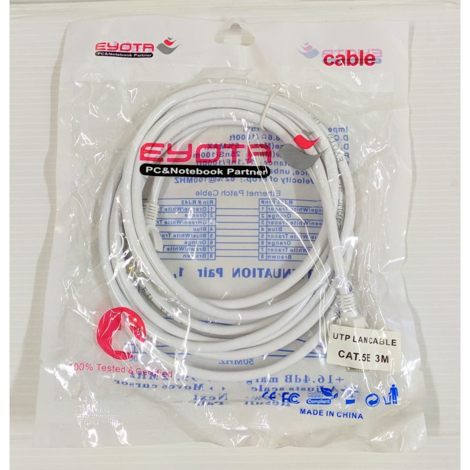 Jual Kabel LAN straight utp 24awg awg patch rj45 siap jadi terpasang ...