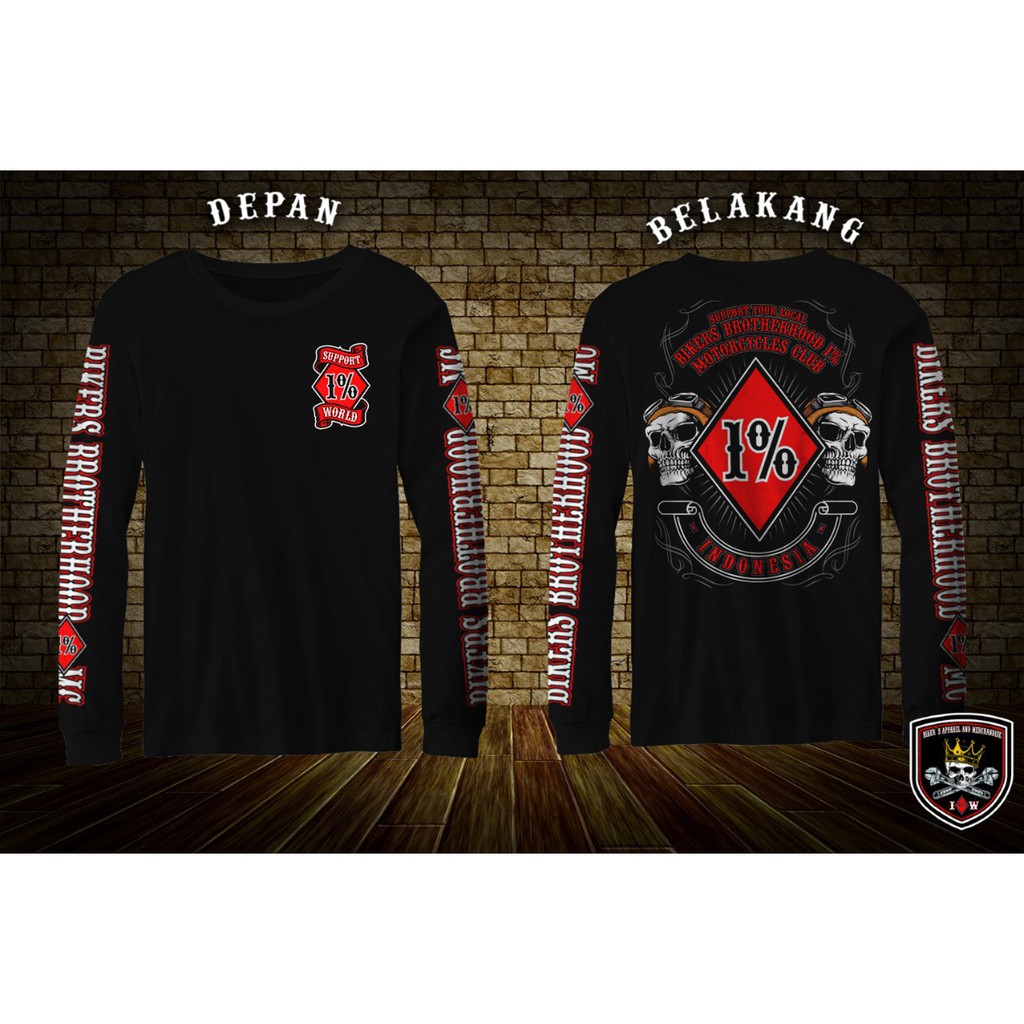 Jual Kaos Bikers Brotherhood 1% MC Panjang Hitam Original Free Sticker ...