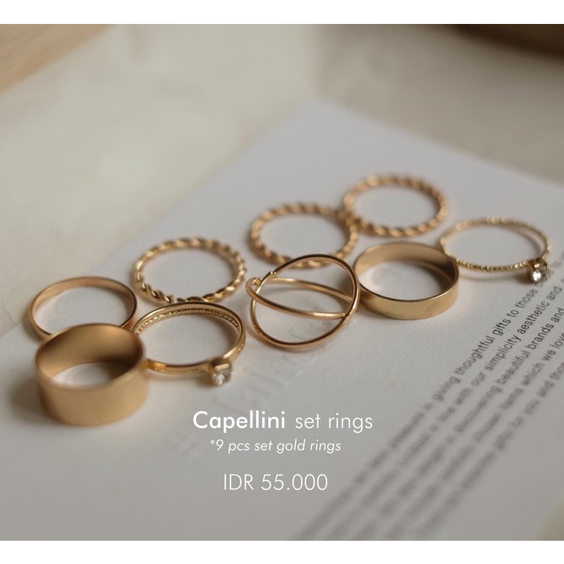 Jual Ark.co - Capellini set rings (gold & silver) cincin tumpuk stack ...