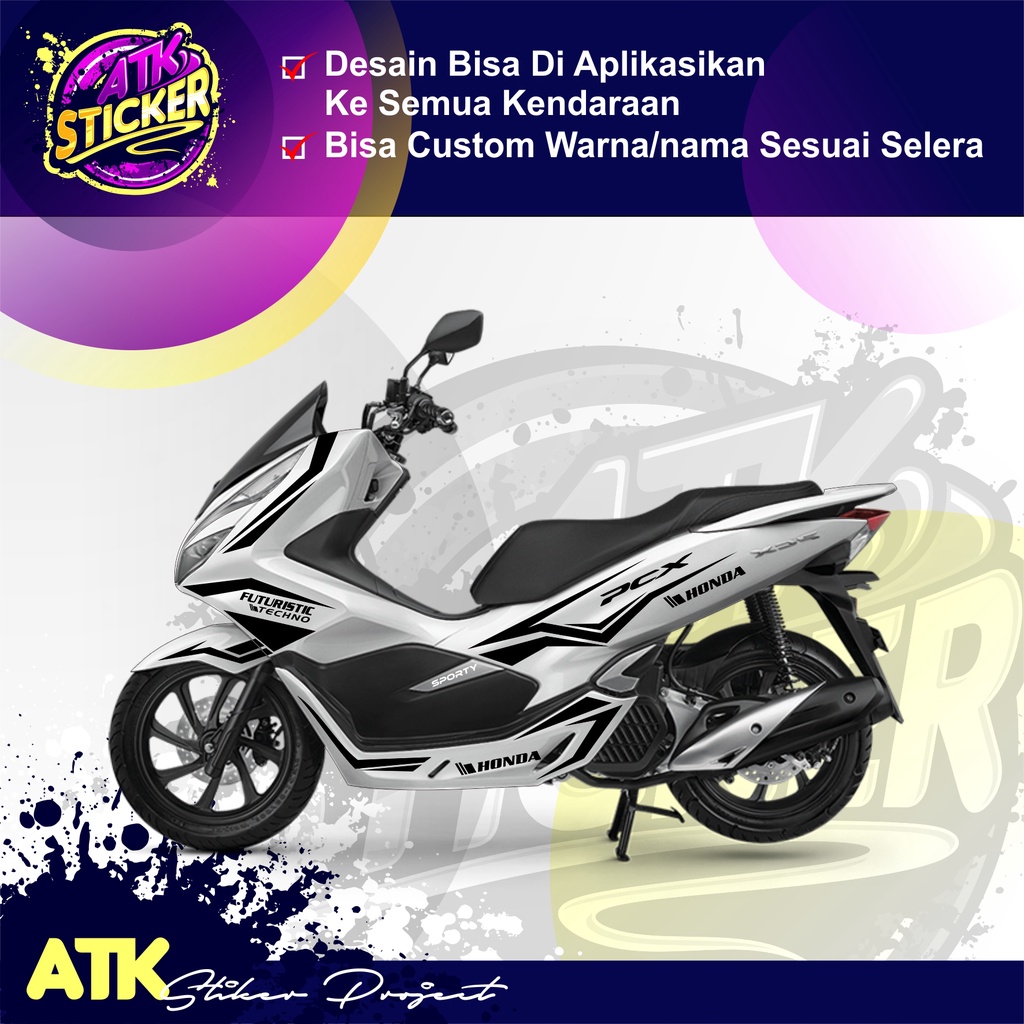 Jual Stiker Cuting PCX Stiker Striping PCX Full Custom Stiker PCX Hitam ...