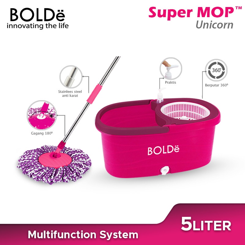 Jual BOLDe Super Mop Unicorn Alat Pel Lantai BONUS Refill Kain Pel ...