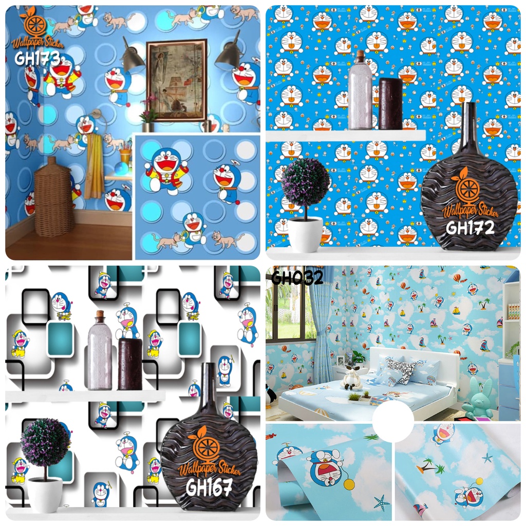 Jual Wallpaper Stiker Dinding Size 45CM X 8M Motif Karakter Doraemon Terlaris | Shopee Indonesia