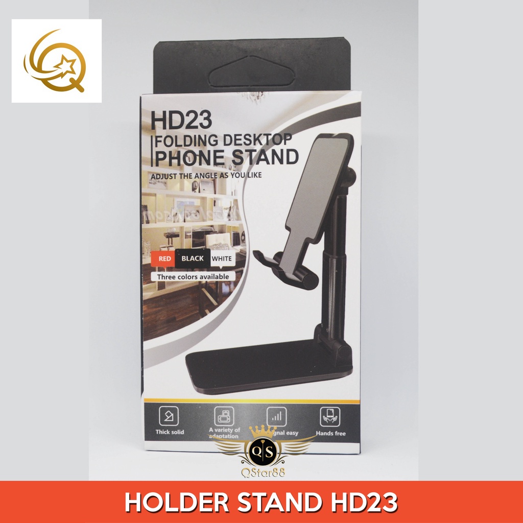 Jual HOLDER MEJA HD23 POLOS - FOLDING DESKTOP PHONE STAND HITAM DAN ...