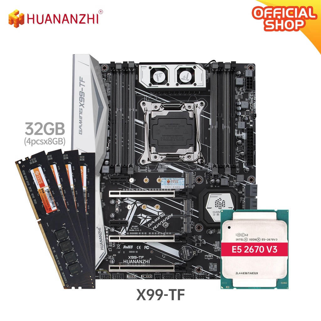 Jual PREORDER HUANANZHI X99 TF X99 Motherboard with Intel XEON E5 2670 V3 with 4*8G DDR4 NON-ECC ...