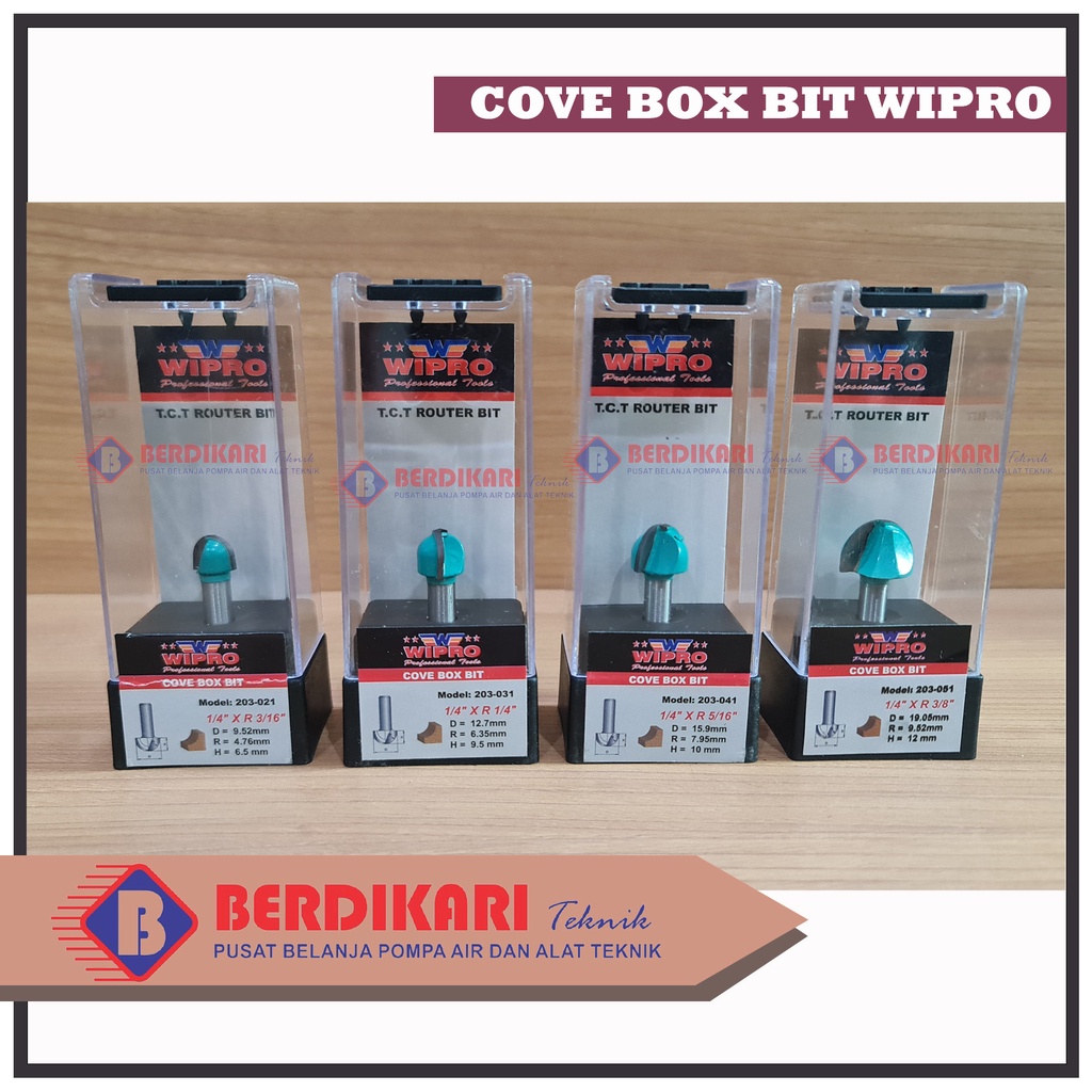 Jual WIPRO Mata Profil Cove Box Bit 1/4" TCT Blade - Mata router ...
