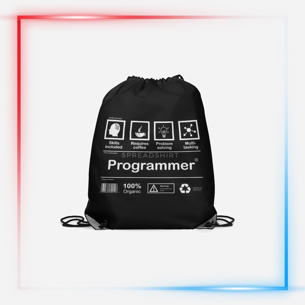 Jual String Bag / Tas Serut Fullprint 3D Black Profesi Programmer ...